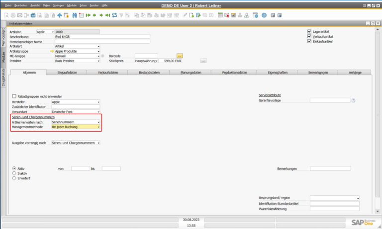 SAP Business One: Serien- und Chargennummernverwaltung